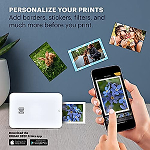 KODAK Step Slim Instant Mobile Color Photo Printer – Wirelessly Print 2x3” Photos on Zink Paper with iOS & Android Devices, White