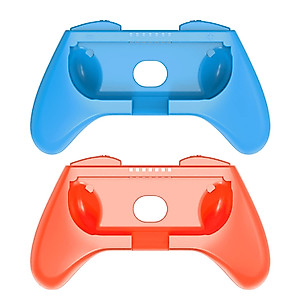 HEYSTOP Wheel Controller for Nintendo Switch & Switch OLED Model 2021 (4 Pack) Joy Con Controller Grip and Switch Steering Wheel for Mario Kart (Red&Blue)
