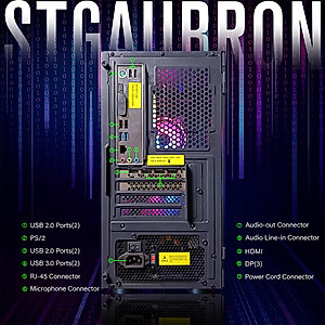 STGAubron Gaming PC, Intel Core I3-10100F up to 4.3G, Radeon RX 5500XT 8G, 16G DDR4, 512G SSD, WiFi, BT 5.0, RGB Fan x3, RGB BT Sound Bar and Headset, Windows 11 Home