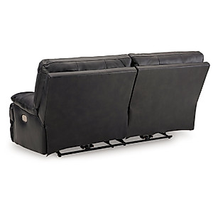 Signature Design by Ashley Mountainous Modern Leather Match Wall Hugger Power Reclining Sofa with Adjustable Headrest and USB Ports, Black