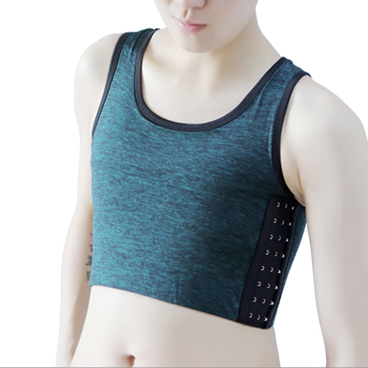 JARAZIN Women Tomboy Elastic Band Colors Chest Binder Tank Top (Medium, Green)