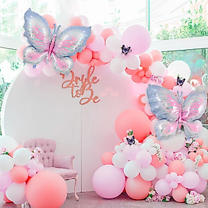6 Pieces Butterfly Balloons, Purple Butterfly Foil Mylar Balloons,Butterfly Baby Shower Decoration for Butterfly Themed Party Wedding Birthday Party Baby Shower Decorations Supplies (Pink)