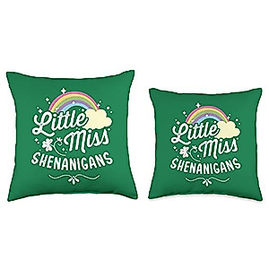 St Patricks day for girls store Little Miss Shenanigans for Girls and Women St Patricks Day Throw Pillow, 18x18, Multicolor