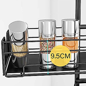 Slim Storage Cart 4 Tier - Rolling Storage Cart with Drawers and Wheels for Narrow Bathroom Storage, Rolling Metal Utility Shelving Cart for Kitchen Bathroom Laundry, Living Room (Black)