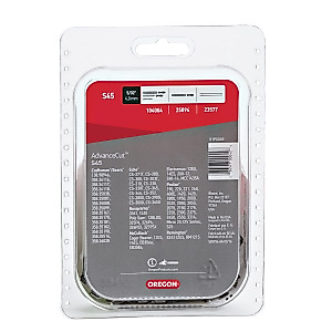 Oregon S45 AdvanceCut Replacement Chainsaw Chain for 12-Inch Guide Bar, 45 Drive Links, Pitch: 3/8" Low Profile, Low Vibration, .050" Gauge Gray (Packaging May Vary)
