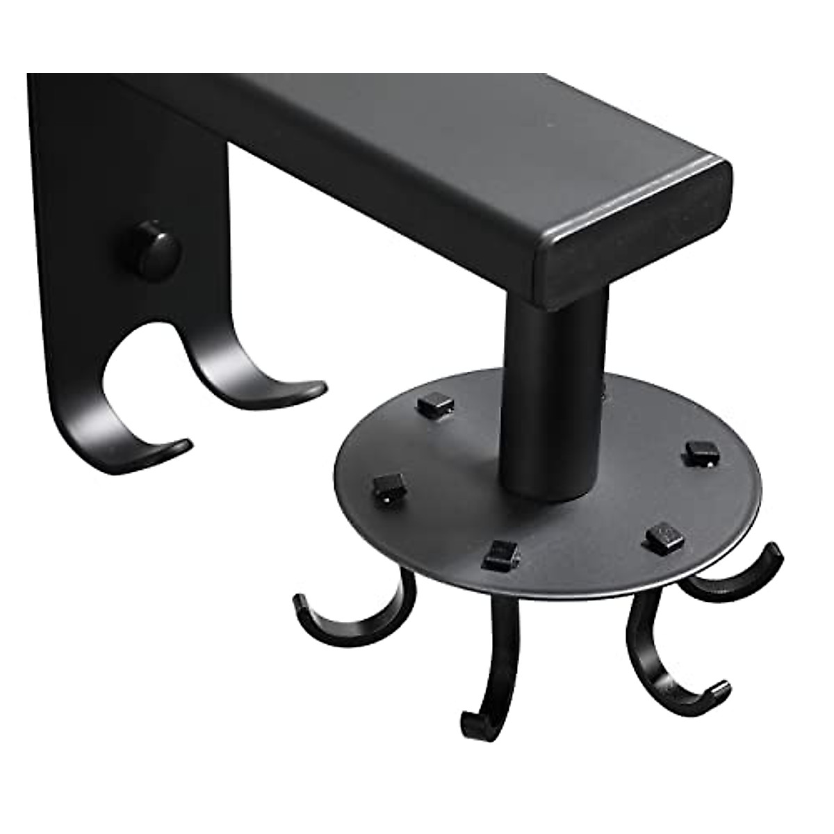 Pamazar Under Cabinet Kitchen Utensil Banana Hooks Holder 360° Rotating Wall Drilling Free Adhesive Hanging Rack for Tools/Towel/Knife Aluminum Black