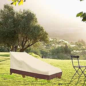 Vailge Waterproof Patio Chaise Lounge Cover, 600D Heavy Duty Outdoor Lounge Chair Covers,UV Resistant Patio Furniture Covers,2 Pack-Medium,Beige & Brown