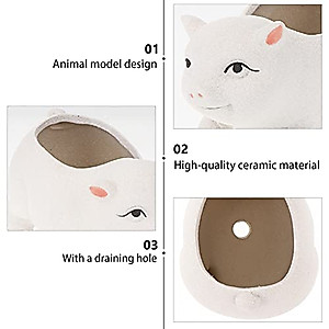 BESPORTBLE 1 Pc Ceramic Flowerpot Decoration Bonsai Pot Pots for Animal Plant Pot Succulent Planting Pots Mini Pig Rustic Vases Creative Flower Pot Office Flower Bucket White Ceramics Nordic