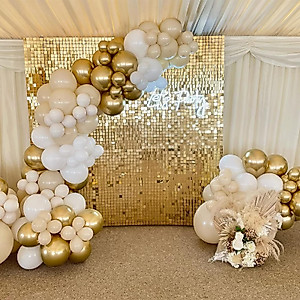 PatiCool Metallic Gold Balloons - 12 inch 100pcs Latex - Chrome Gold Balloons with 2 Ribbons, Golden Balloons for Birthday Party, Graduations, Wedding, Baby Shower Decorations