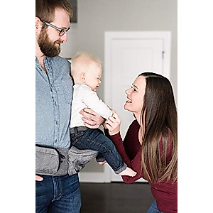 TushBaby - Safety-Certified Hip Seat Baby Carrier - Mom’s Choice Award Winner, Seen on Shark Tank, Ergonomic Carrier & Extenders for Newborns & Toddlers (Carrier, Grey)