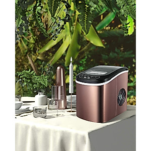 SOUKOO Ice Makers Countertop 26lbs/24h Portable Ice Maker (Bronze Stainless Steel)………