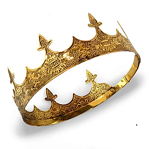 Crown Hair Jewelry Royal King Diadem Men Metal Big Tiaras For Wedding Prom Bridal Party Halloween Costume Christmas Gifts(Dark Gold)