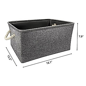 YeaBerr Storage Basket Bins, Large Foldable Fabric Storage Baskets with Handles for Clothes Toys Organizing Home Office Laundry Nursery Shelves, Baskets for Gifts Empty (Grey, 16.1x12.2x7.9 inch)