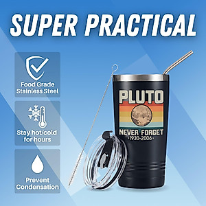 Onebttl Pluto Gifts Space Astronomy Tumbler Travel Coffee Mug, Astronauts Gifts for Astronomy Space Lover, Men, Boys, Christmas, Birthday, Stainless Steel Insulated 20oz/590ml