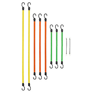 SMARTSTRAPS - 215 SmartStraps Bungee Cords (10pc Value Pack) – Secure Luggage, Coolers and Other Light Loads for Transport – Flat Strap Bungee Cords Distribute Load to Reduce Slipping