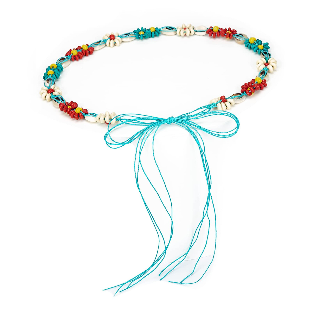 ILuvatar Women's tassel knotted belt thin belt women's Bohemian style cross knotted hand woven belt Wooden beads knotted waist rope