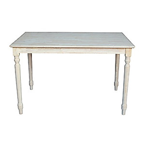 International Concepts Table Top Solid with Wood Standard Height Turned Legs, 30 by 48-Inch, Unfinished
