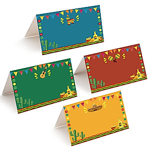 Fiesta Party Place Cards - Cinco de Mayo Mexican Themed Party Supplies Food Tents and Food Labels Decorations, Baby Shower Party Supplies(24pcs)