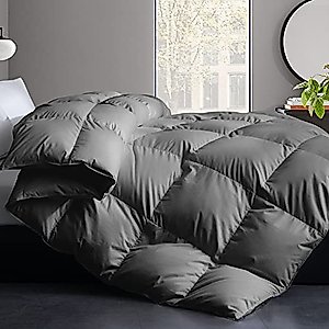 Cosybay Feather Comforter Filled with Feather & Down- All Season Grey Cal King Size Down Duvet Insert- Luxurious Hotel Bedding Comforters with 100% Cotton Cover - California King 104 x 96 Inch
