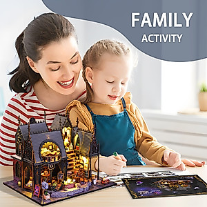 Flever Dollhouse Miniature DIY House Kit Creative Room with Furniture for Romantic Artwork Gift (Luna Magic House)