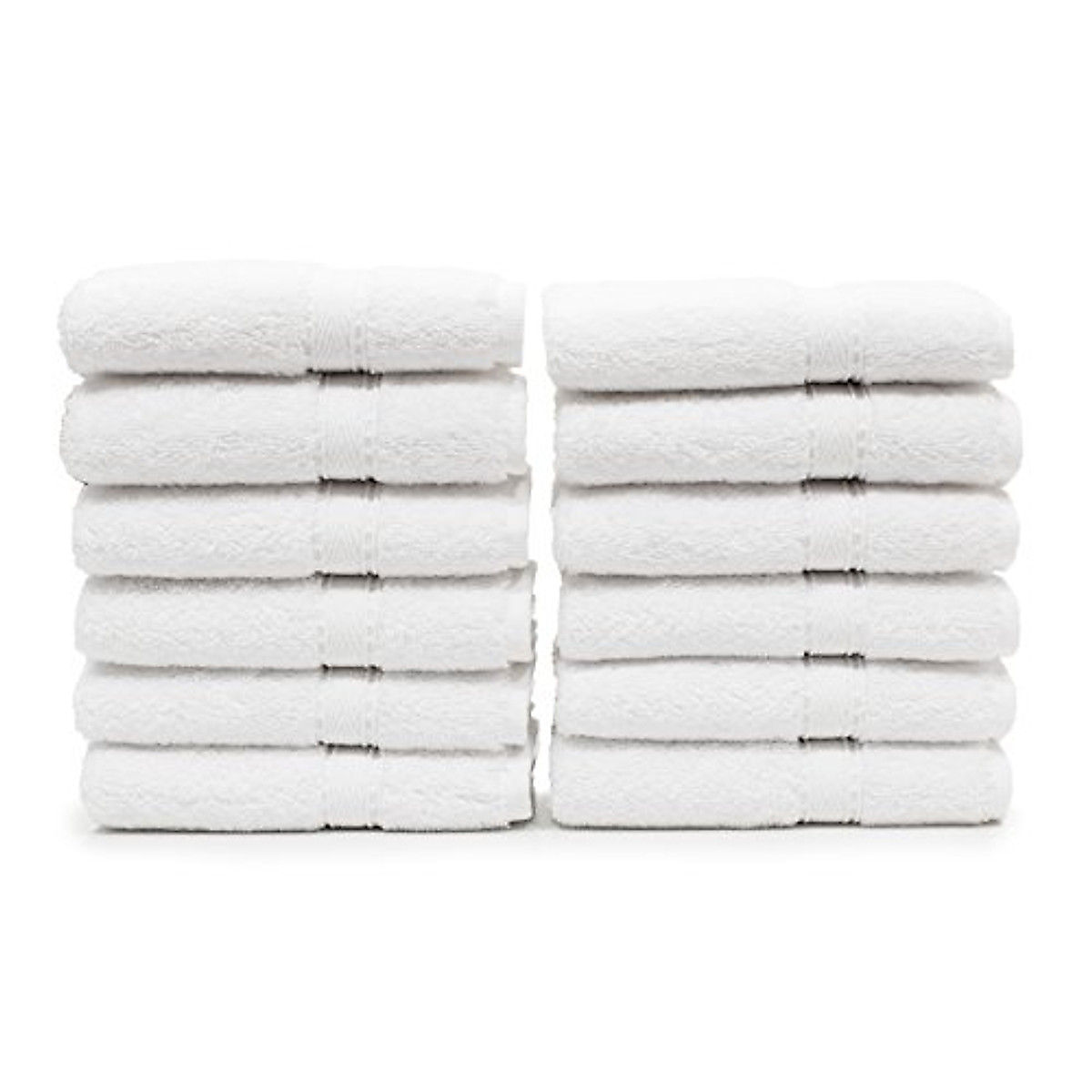 LT Elite Luxury Hotel & Spa Collection Premium Turkish Terry Cotton Washcloth Set, 12 Washcloths, White