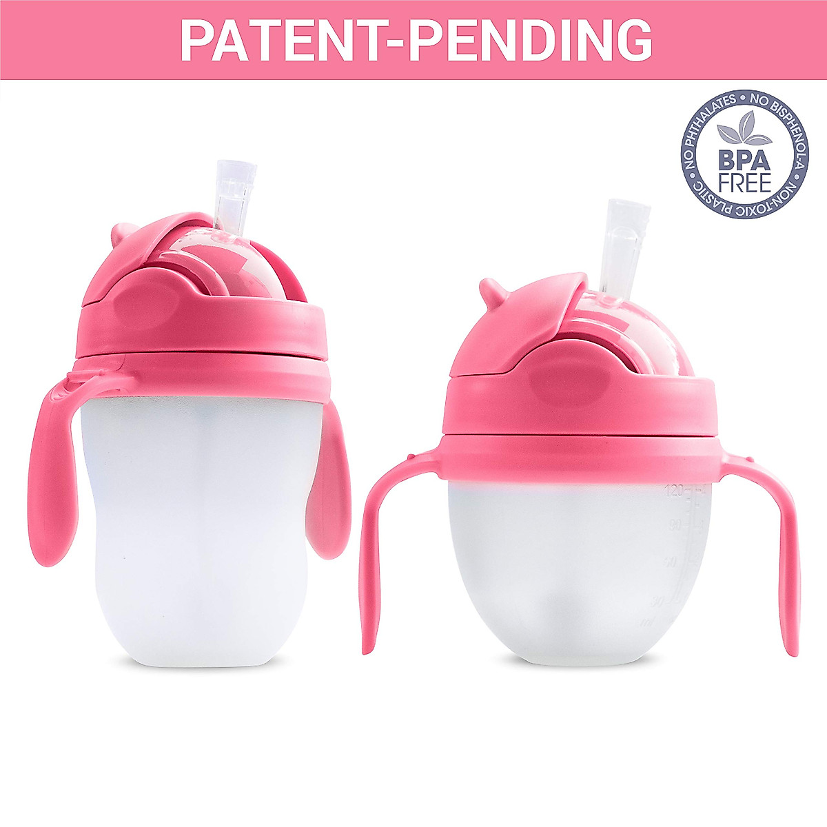 ANPEI 3-in-1 Weighted Straw Sippy Cup Conversion Kit for Comotomo Bottles | Versatile, Leak-Proof - Easy-to-Use Solution for Babies and Toddlers | Compatible with 5oz & 8oz Bottle (Pink)