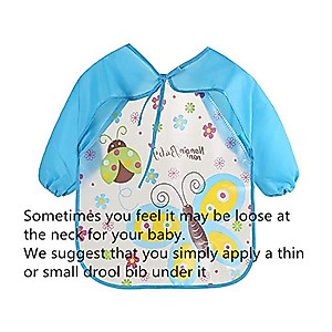 Haimoburg 4 Pcs Long Sleeved Baby Bibs Waterproof Sleeved Bib 9-36 Monts