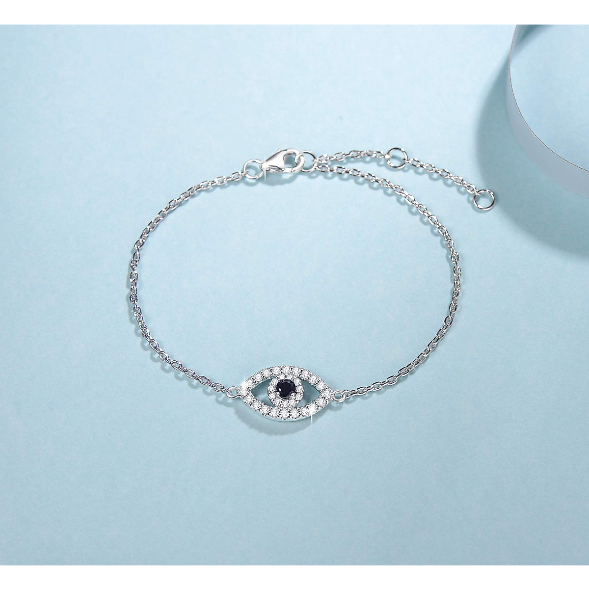 FANCIME 925 Sterling Silver Evil Eye Bracelet Yom Kippur Women Bracelet Gifts Fine Lucky Jewelry for Women Friends