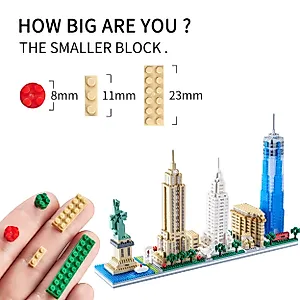 YYkxjk Architecture New York Skyline Micro Mini Blocks Building Set, 3452 Pieces Bricks, Collection Model Kit as Gift for Adults or Kids