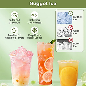 COSTWAY Self Dispensing Nugget Ice Maker Countertop, 56 Lbs/24H Soft Chewable Ice, Pebble Ice Maker with Self-Cleaning, One-Button Operation, Portable Stainless Steel Ice Maker for Home Office Party
