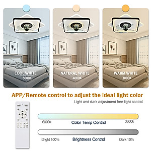 Oaks Aura 20 Inch Low Profile Ceiling Fans with Lights, Reversible,6 Speeds,3 Color Temperature Optional,DC Motor,Modern Flush Mount Ceiling Fan with Remote for Kids Bedroom,Living Room,Kitchen