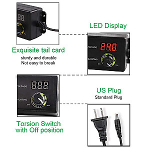 AlloverPower 3V - 24V 1.5A 36W Universal Adjustable DC Power Supply Kit AC Adapter Speed Control Volt Display ON Off Switch with Variable 8 Plugs