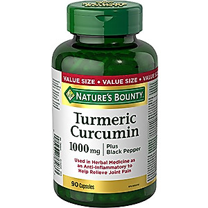 Nature's Bounty Turmeric Curcumin 1000mg Plus Black Pepper, 90 Capsules