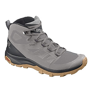 Salomon Outline Mid Gore-TEX Hiking Boots for Men, Black/Beluga/Capers, 7