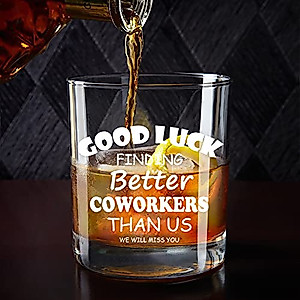 LIGHTEN LIFE Good Luck Finding Better Coworkers Than Us Whiskey Glass,Novelty Coworker Leaving Gift in Valued Wooden Box,Farewell Gift for Coworker Boss Colleague Friend Men,12 oz Old Fashioned Glass