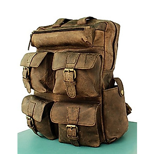 Art On Leather Genuine Leather Backpack For Women And Men - Buffalo Vintage Leather Backpack And Leather Laptop Backpack - Leather School Backpack With Laptop Sleeve And Vintage Leather Travel Bag