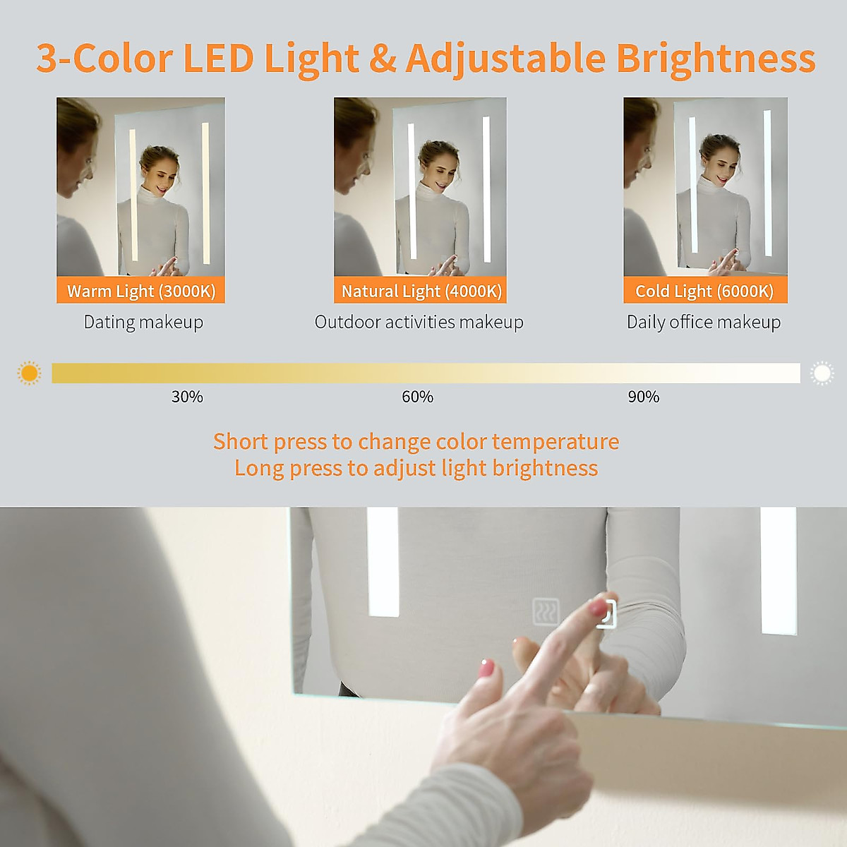 VINGLI LED Lighted Medicine Cabinet with Intelligent Mirror, Bluetooth Speaker, Weather & Temp Display, Dimmable, Anti-Fog, Built-in Outlet & USB, 3-Door Bathroom Mirror Cabinet,48 Inch