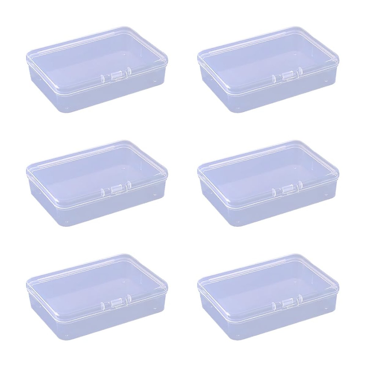ccHuDE 6 Pcs Mini Plastic Storage Containers Clear Rectangle Boxes Small Empty Cases Transparent Beads Organizer Container with Lid for Collecting Small Items 8.5 x 6.1 x 2.5cm