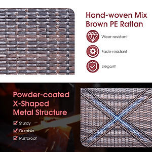 HAPPYGRILL Hanging Porch Swing, Single Person Outdoor Hanging Seat w/Back Cushion & Seat Cushion, Ropes, Porch PE Wicker Swing, Perfect for Garden, Deck, 400 lbs Capacity