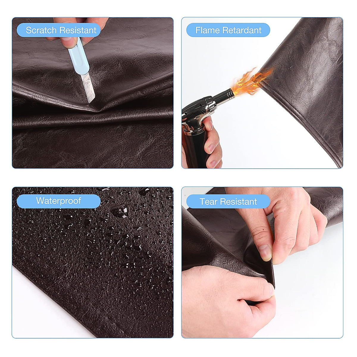 Premium Headrest Cover for Recliner Chair, Vinyl Leather furniture Sofa Headrest Covers, Flame Retardant Wear Resistant Recliner Headrest Cover for Office Chair Theater loveseat Seat, 17W*27L (Brown)