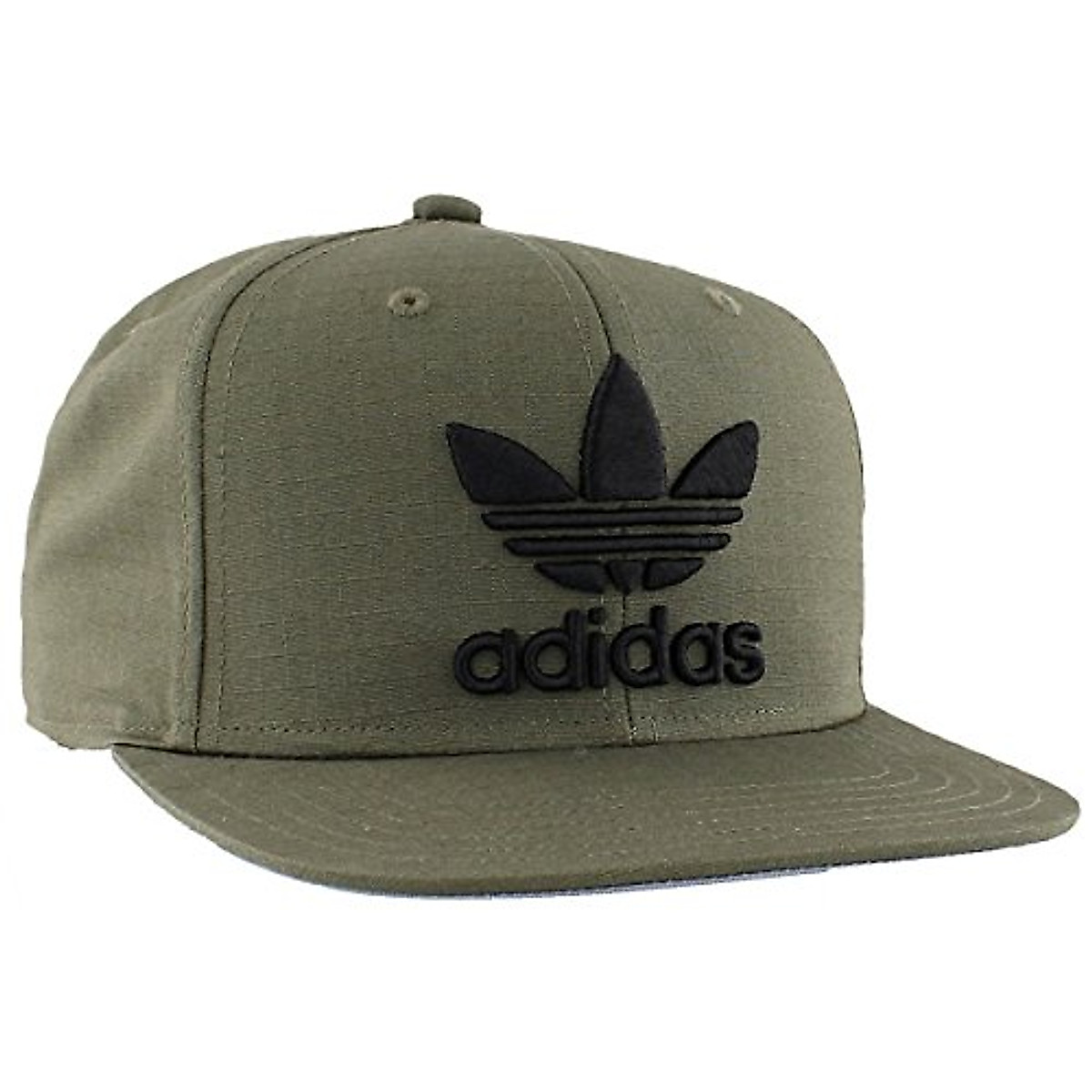 adidas Originals mens Plus Flatbrim Structured Men s originals trefoil chain snapback cap, Olive Cargo Ripstop, One Size US