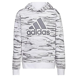 adidas Boys' Long Sleeve Camo Print Hoodie, White (New)