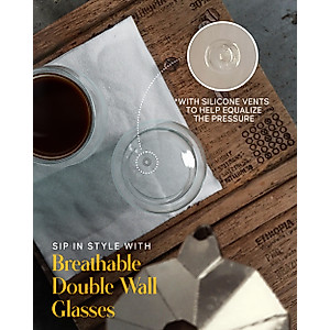 Kitchables Double Wall Glass Coffee Mugs Set of 4, 8oz - Insulated Clear Glass Coffee Mugs for Cappuccino, Latte, Tea, Espresso - Latte Cup - Tazas Para Cafe