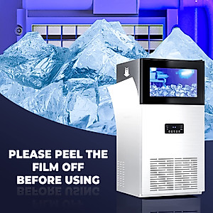 COSTWAY Commercial Ice Maker Machine, 180LBS/24H Stainless Steel Under Counter Freestanding Ice Machine for Restaurant with Self-Cleaning Function, 63 Ice Cube Ready in 13-18 mins, 35 LBS Storage Bin