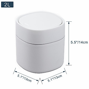 AWOLIC Mini Desktop Trash Can with Lid,Small Garbage Can for Countertop,Dressing Table,Bedside Etc,Free 90 Bags(White)