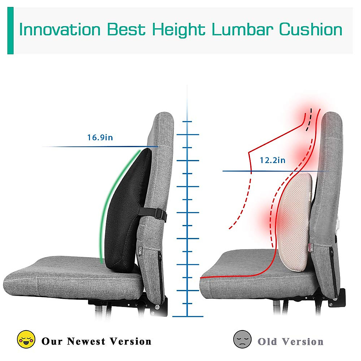 Mkicesky Lumbar Support Back Pillow for Office Chair / Car, Memory Foam Back Support Cushion with Full Posture Corrector - Relief Lower Back Pain (Black)