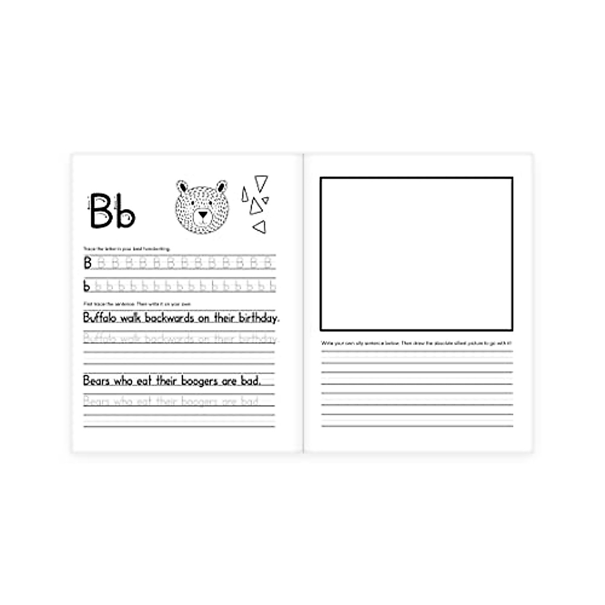 Handwriting Practice Book for Kids (Silly Sentences): Penmanship and Writing Workbook for Kindergarten, 1st, 2nd, 3rd and 4th Grade: Learn and Laugh by Tracing Letters, Sight Words and Funny Phrases