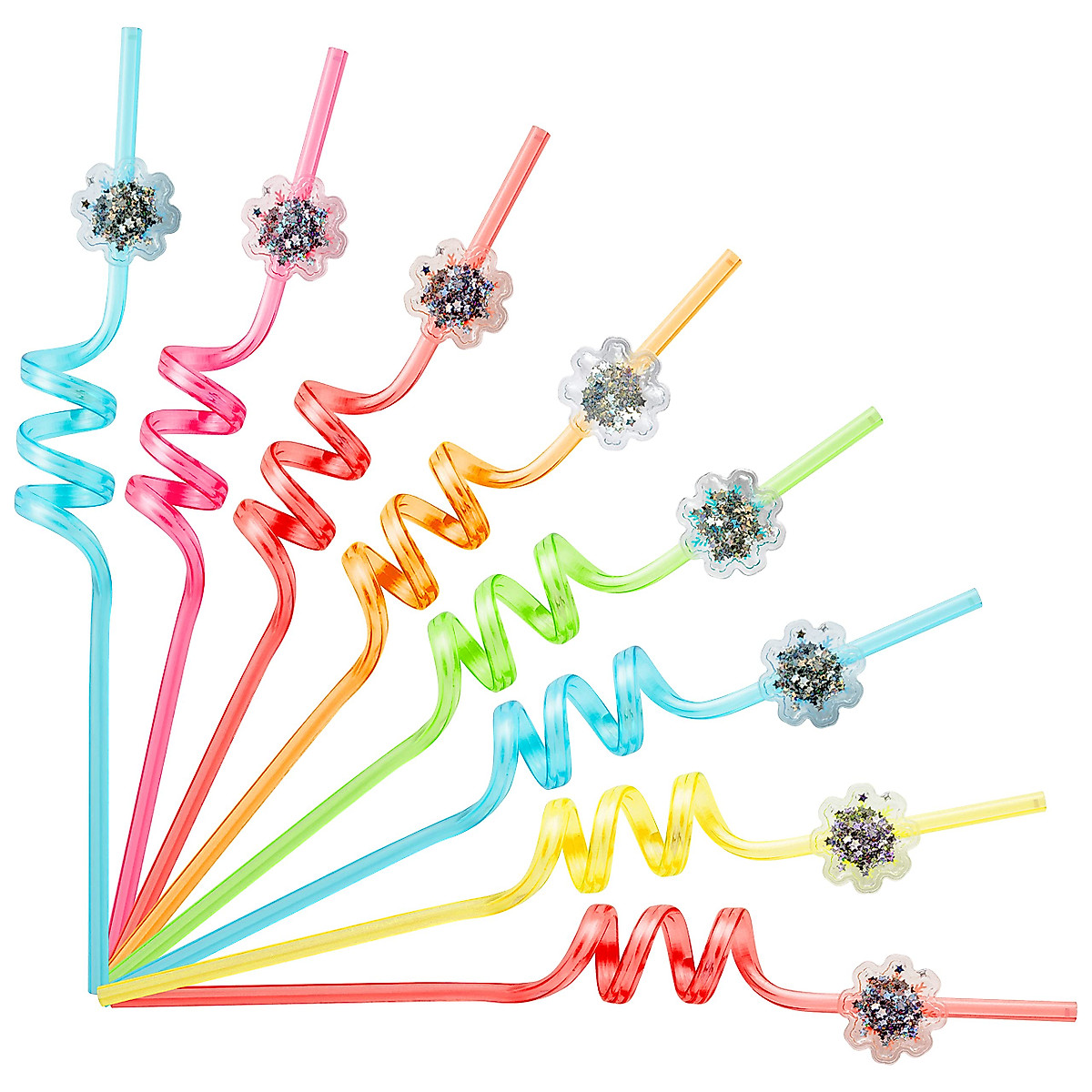BkeeCten 24PCS Christmas Party Favors Xams Drinking Straws Snowflakes Plastic Reusable Straw with 2 PCS Cleaning Brushes Xmas Gifts for Kids Winter Holiday Birthday Classroom Party Decoration Supplies