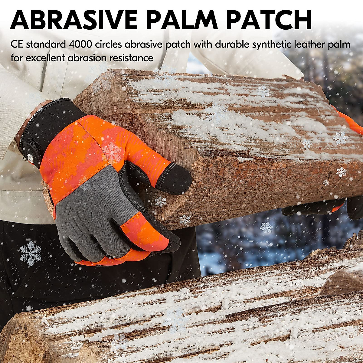 Vgo... 0°C/32°F Winter 3M Thinsulate Lined Work Gloves,Waterproof Work Gloves,Cold Storage,Freezer Use(M,Orange,SL7716FW)