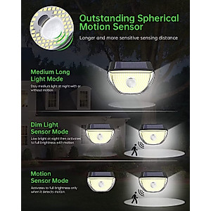 oditton Solar Motion Sensor Lights,Solar Patio Lights,Solar Lights Outdoor,Solar Deck Light,200 LED with 3 Lighting Modes,IP65 Waterproof,270° Wide Angle, for Patio,Yard,Deck,Black,6 Pack